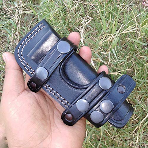 Ottoza Handmade Small Knife Sheath - Leather Knife Sheath RIGHT HAND Bushcraft Knife Sheath - Hunting Knife Sheath - Survival Knife Sheath - Horizontal Carry Black TOP GRAIN LEATHER No:173