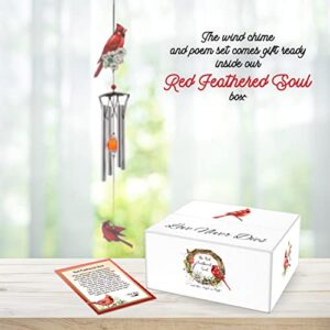 Lola Bella Gifts and Spoontiques Cardinal Wind Chime and Red Feathered Soul Poem Card Red Box Sympathy Grief Memorial Gift