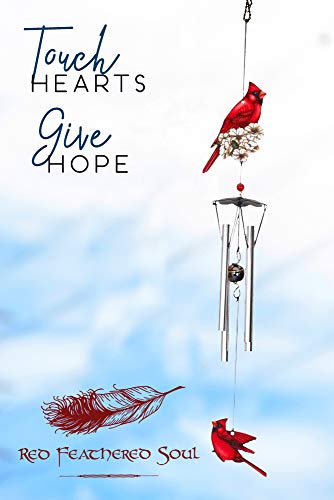 Lola Bella Gifts and Spoontiques Cardinal Wind Chime and Red Feathered Soul Poem Card Red Box Sympathy Grief Memorial Gift