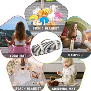 G GOOD GAIN Waterproof Picnic Blanket Portable with Carry Strap for Beach Mat or Family Outdoor Camping Party (Navy Blue)