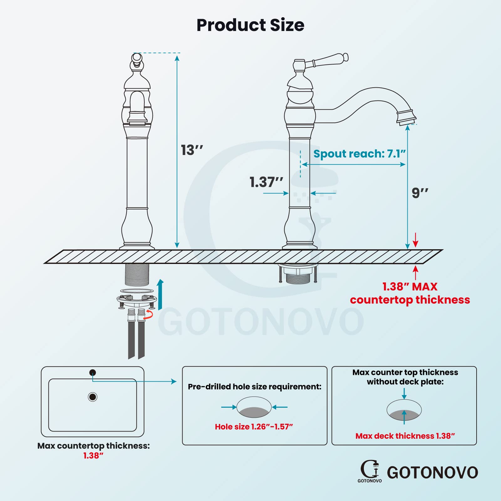 gotonovo Brushed Nickel Bathroom Vessel Sink Faucet with Pop Up Drain Single Lever Handle 1 Hole Bowl Sink Mixer Tap Tall Spout Lavatory Vanity