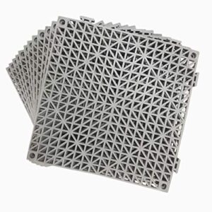 12 pack modular interlocking cushion 11.5" x 11.5" mat floor tile mats drain pool patio balcony yard pet area washer pad(gray)