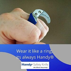 The Original Handy Safety Knife - Utility Ring Knife for Finger with Sharp, Curved Blade – Ring Size 8 - Dark Green - Ball Point Blade – Dozen – By Handy Twine Knife