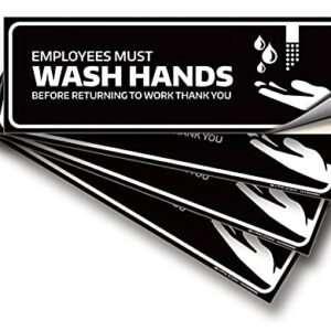 iSYFIX Employees Must Wash Hands Stickers – 2 Pack 9x3 Inch – Premium Self-Adhesive Vinyl Laminated for Ultimate UV, Weather, Scratch, Water & Fade Resistance, Wash Hands Before Returning to Work Sign