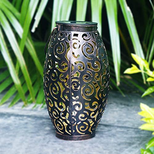 esgarden Solar Light Outdoor Hanging Solar Lantern Gardening Gifts Garden Outdoor Handle Retro Metal Waterproof Patio Yard Pathway Decorative Mother's Day 1 Pc Bronze