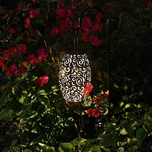 esgarden Solar Light Outdoor Hanging Solar Lantern Gardening Gifts Garden Outdoor Handle Retro Metal Waterproof Patio Yard Pathway Decorative Mother's Day 1 Pc Bronze