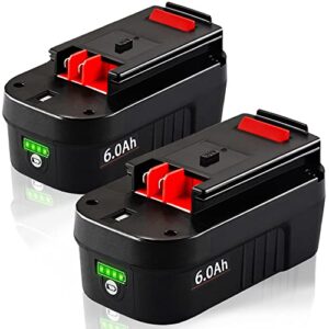 tenhutt 【lithium-ion 6.0ah! | not ni-mh】 2packs 18v replace battery for black and decker 18v battery 6.0ah hpb18 hpb18-ope 244760-00 a1718 fs18fl fsb18 firestorm cordless power tools lithium battery