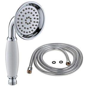 enga vintage hand-held shower rain sprayer telephone shaped brass ceramic shower head with 59 inch hose for bathroom (chrome finish)