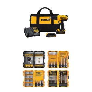 dewalt 20v max* cordless drill/driver kit with screwdriver/drill bit set, 100-piece (dcd771c2 & dwa2fts100)