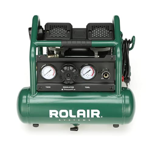 Rolair AB5PLUS 1 Gallon 0.5 HP 90 PSI Ultra Quiet Lightweight Portable Pump Electric Air Compressor