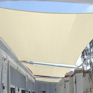 TANG Sun Shades Depot Sun Shade Sail 18' x 18' Beige Canopy Square Shade Sail U*V Block for Patio Garden School Park Outdoor Facility and Activities