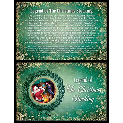 American Coin Treasures Legend of The Christmas Stocking Santa Half Dollar Coin | Genuine United States JFK Colorized Coin