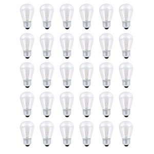 30 pack s14 outdoor string light bulbs set orange, 120v 11w clear outdoor patio vintage light shatterproof bulbs