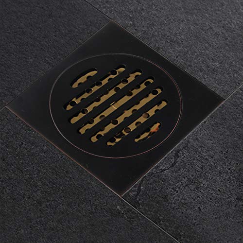 kilofly Black Square 4" Shower Floor Sink Strainer Removable Cover Drainage