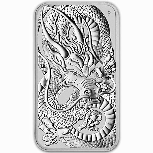 2018 - Present (Random Year) 1 oz Silver Bar Australia Perth Mint Dragon Series Rectangular Coin Brilliant Uncirculated with Certificate of Authenticity $1 BU