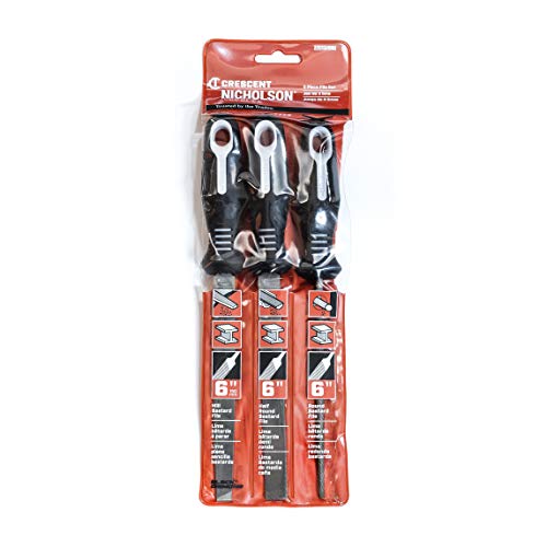 Nicholson 3 Pc. 6" Bastard File Set with Ergonomic Handles - 22015HNNN