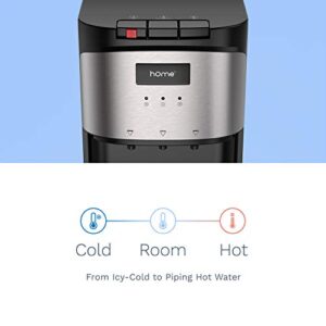 hOmeLabs Bottom Loading Water Dispenser for 5 Gallon Bottle - Hot Room and Cold Water Cooler in Stainless Steel Frame with Removable Drip Tray Safety Child Lock and LED Night Light