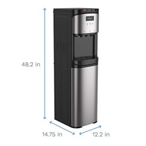 hOmeLabs Bottom Loading Water Dispenser for 5 Gallon Bottle - Hot Room and Cold Water Cooler in Stainless Steel Frame with Removable Drip Tray Safety Child Lock and LED Night Light