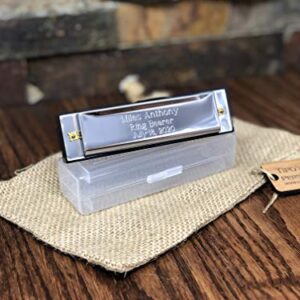 Custom Engraved Personalized Stainless Steel Playing Harmonica