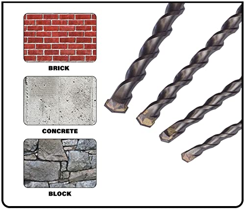 Utoolmart Masonry Drill Bit 12mm x 150mm Carbide Tipped Rotary Hammer Bit Square Shank for Impact Drill 1Pcs