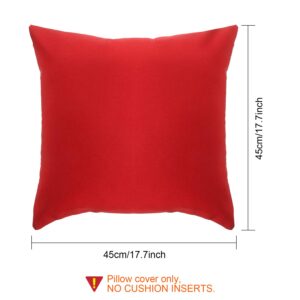 4 Pack Decorative Outdoor Waterproof Throw Pillow Covers, Square Patio Balcony Garden Waterproof Cushion Case, PU Coating Pillow Shell for Couch, Bed, Patio, Sofa, Tent,18 x 18 Inch (Red)