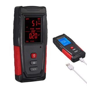 camway emf meter electromagnetic field radiation checker(1-1999v/m, 0.01-99.99μt) handheld mini digital lcd emf detector builtin electromagnetic radiation sensor sound-light alarm emf tester