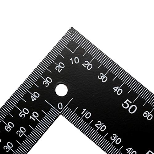 uxcell Angle Ruler 200x300mm 8x12 Inch Metric Double Scale Stainless Steel Dual Side L Shape Square 90 Degree Layout Tool for Woodworker Engineer Black