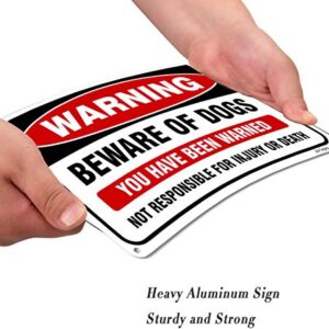 JW Signs Beware of Dog Sign (2 Pack) 10”x7” Reflective Metal Signs 0.40 Aluminum Sign Pre-Drilled Holes For Easy Mounting Indoor or Outdoor Use for Fence Door or Gate