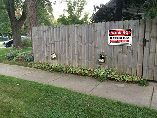 JW Signs Beware of Dog Sign (2 Pack) 10”x7” Reflective Metal Signs 0.40 Aluminum Sign Pre-Drilled Holes For Easy Mounting Indoor or Outdoor Use for Fence Door or Gate