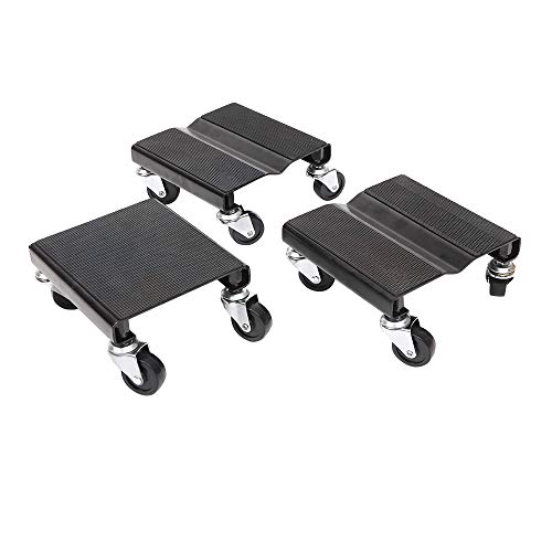 Parts-DIYER Auto Wheel Dolly Dollies Set of 3 Car Dollies, 1500lbs Capacity Car Tire Repair Tools, Moving Rollers Anti-Slip Movers Creepers, Black Body Hammers and Dollies