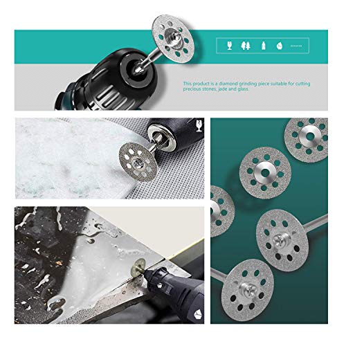 Cutting Discs for Rotary Tool, Diamond Metal Wood Cutting Wheels, HSS Circular Saw Blades 6pcs with 1/8" Shank, Resin Cutting Discs 20pcs, 545 Diamond Cutting Wheels 10psc