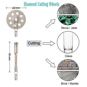 Cutting Discs for Rotary Tool, Diamond Metal Wood Cutting Wheels, HSS Circular Saw Blades 6pcs with 1/8" Shank, Resin Cutting Discs 20pcs, 545 Diamond Cutting Wheels 10psc