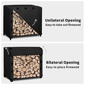 Easy-Going 4 Feet Outdoor Log Rack Cover Durable Waterproof Weatherproof Firewood Cover with Openable Front Flap (48"x24"x41", Black)