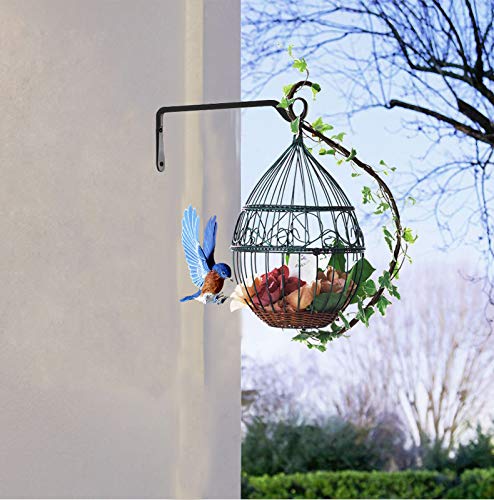 AILIN YELOKIE 4 Pack Premium Forged Wall Hook, Sturdy Hanging Plant Bracket, Elegant Hook for Bird Feeders, Planters, Lanterns, Wind Chimes Indoor Outdoor, Upgrade Black, 12 Inch.