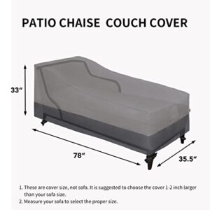 Easy-Going Waterproof Outdoor Chaise Lounge Cover, Heavy Duty Patio Lounge Chair Cover, Windproof Outdoor Furniture Cover with Air Vent 1 Pack-78Wx35.5Dx33H inch, Gray/Dark Gray