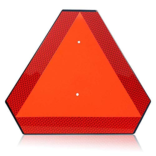 Slow Moving Vehicle Sign, Safety Triangles DOT Compliant, Orange Reflective Safety Triangle Sign, SMV Sign, 16x14 inch, Durable Plastic Engineering Grade Reflective Up to 7 Years Outdoor for Golf Cart Accessories and Tractor UTV Accessories