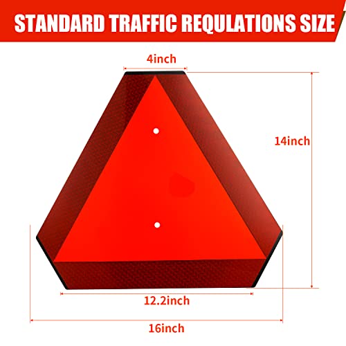 Slow Moving Vehicle Sign, Safety Triangles DOT Compliant, Orange Reflective Safety Triangle Sign, SMV Sign, 16x14 inch, Durable Plastic Engineering Grade Reflective Up to 7 Years Outdoor for Golf Cart Accessories and Tractor UTV Accessories