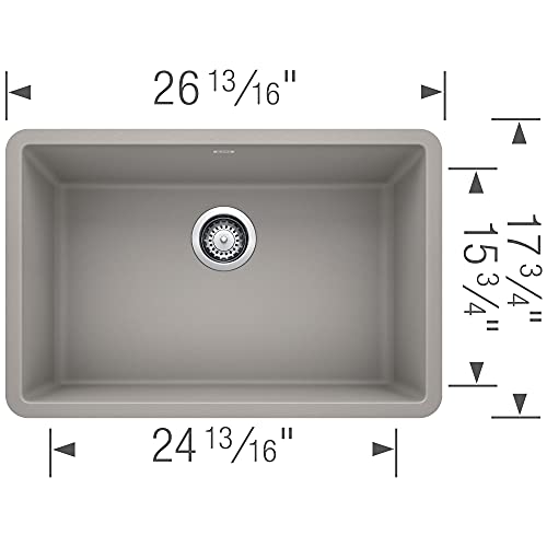 BLANCO, Concrete Gray 442890 PRECIS SILGRANIT Single Bowl Undermount Kitchen Sink