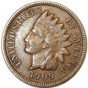 1909 No Mint Mark U.S. Indian Head Cent Full LIBERTY Full Rim 1c Seller Fine to XF