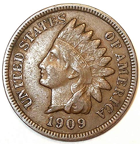 1909 No Mint Mark U.S. Indian Head Cent Full LIBERTY Full Rim 1c Seller Fine to XF