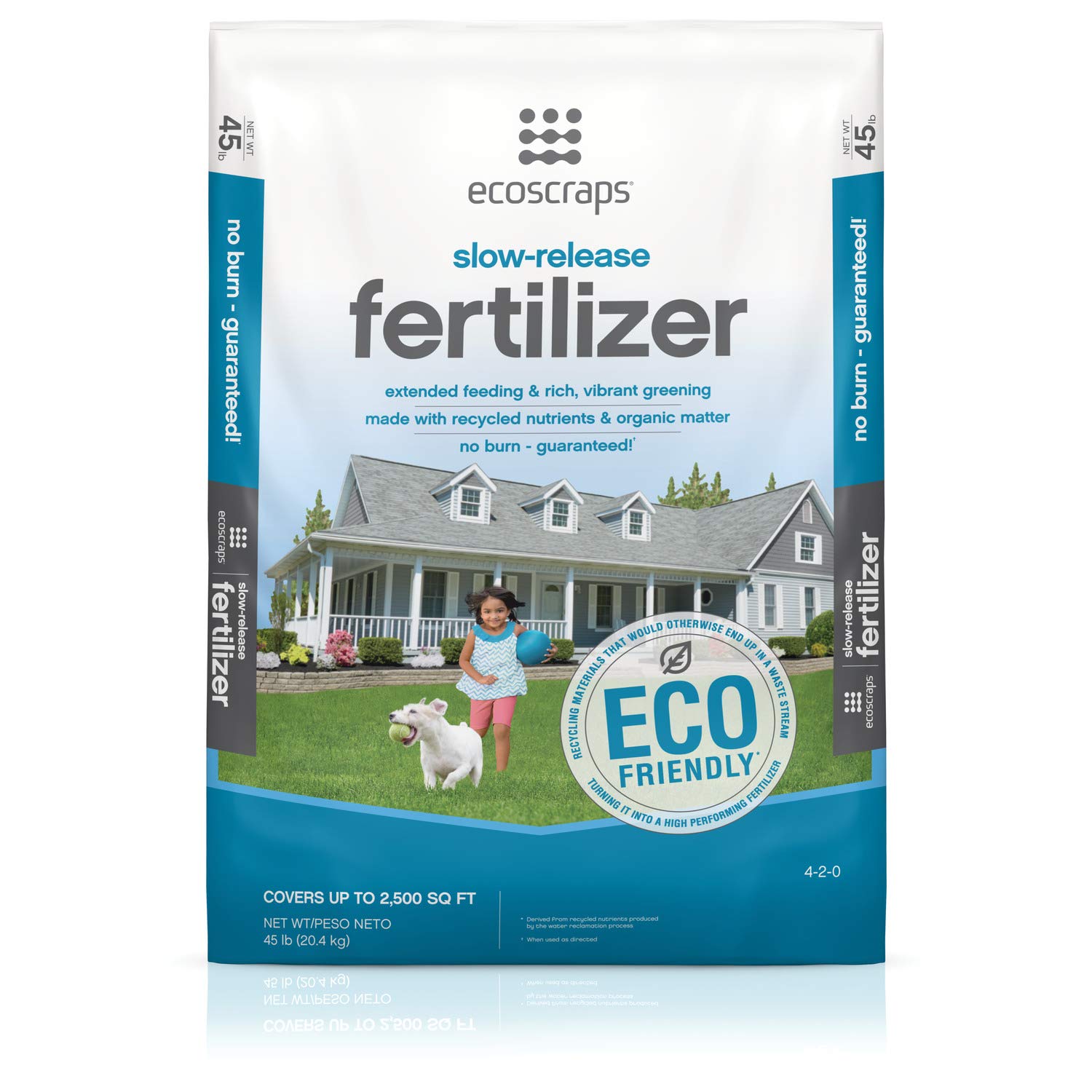 EcoScraps Slow-Release Fertilizer, Made with Recycled Nutrients and Organic Matter, Covers up to 2,500 sq. ft., 45 lbs.