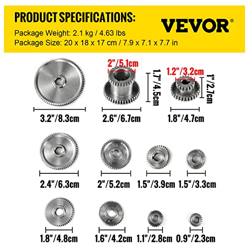 Mophorn 17pcs/Set CJ0618 Lathe Mini Lathe Gears Metal Cutting Machine Gears Lathe Gears Metal Exchange Gear (17pcs/Set)