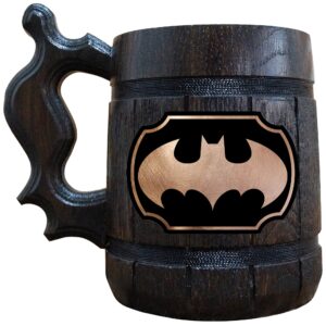 animated series bat beer mug, 22 oz, wooden beer stein, geek gift, personalized beer stein, tankard, custom gift for men, gift for him