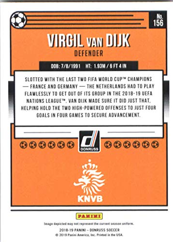 2018-19 Panini Donruss Soccer #156 Virgil van Dijk Netherlands Official Panini 2018-2019 Futbol RC Card