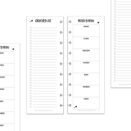 BetterNote Skinny Menu Grocery List Refill for Disc Notebooks, fits the Happy Planner, Levenger Circa, TUL, Staples Arc, InkWell Press, Whimsy (11-Disc, 8.5"x11")