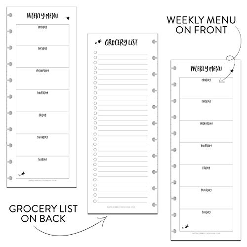 BetterNote Skinny Menu Grocery List Refill for Disc Notebooks, fits the Happy Planner, Levenger Circa, TUL, Staples Arc, InkWell Press, Whimsy (11-Disc, 8.5"x11")