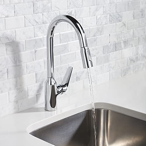 hansgrohe Focus N Chrome High Arc Kitchen Faucet, Kitchen Faucets with Pull Down Sprayer, Faucet for Kitchen Sink, Chrome 71800001