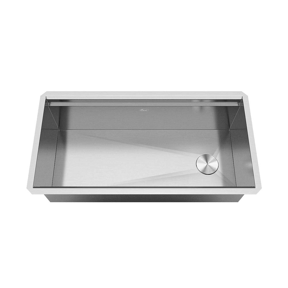 KINGSMAN ALL-IN-ONE Workstation 36 in. 16-Gauge Undermount Single Bowl Stainless Steel Kitchen Sink w/Build-in Ledge and Accessories (Brushed Stainless Steel)