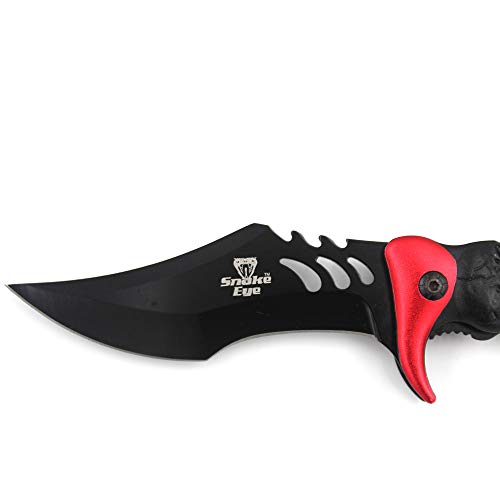 Snake Eye Everyday Carry Scorpion Style Ultra Smooth One Hand Opening Folding Pocket Knife - Ideal for Recreational Work Hiking Camping (Red)