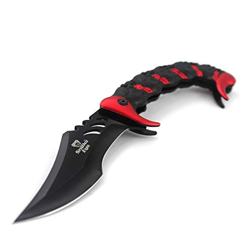 Snake Eye Everyday Carry Scorpion Style Ultra Smooth One Hand Opening Folding Pocket Knife - Ideal for Recreational Work Hiking Camping (Red)